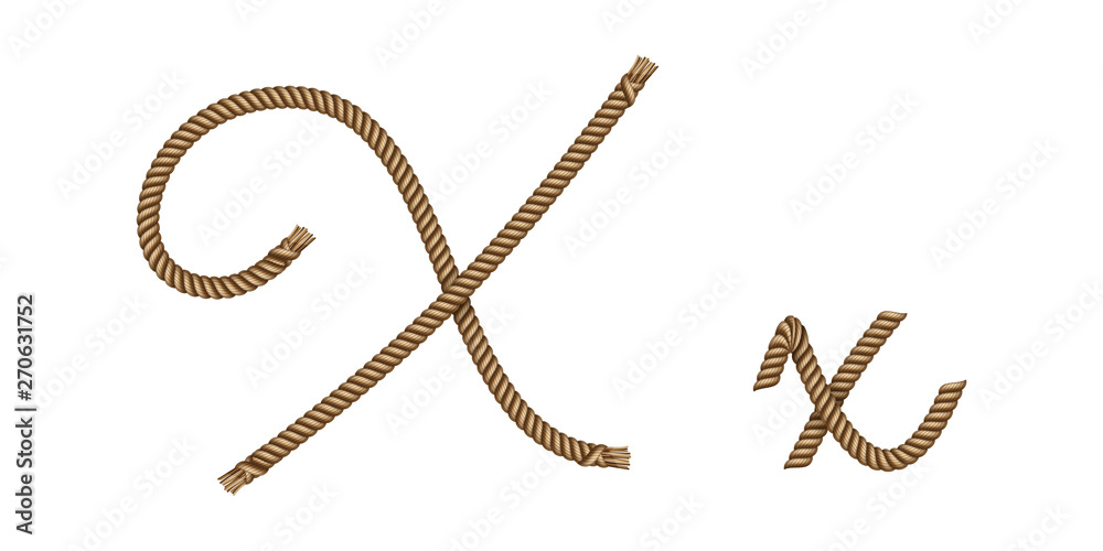 Rope hand drawn font, 3d realistic effect, capital uppercase and ...
