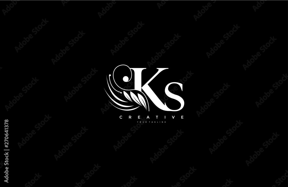 Initial KS letter luxury beauty flourishes ornament monogram logo Stock ...