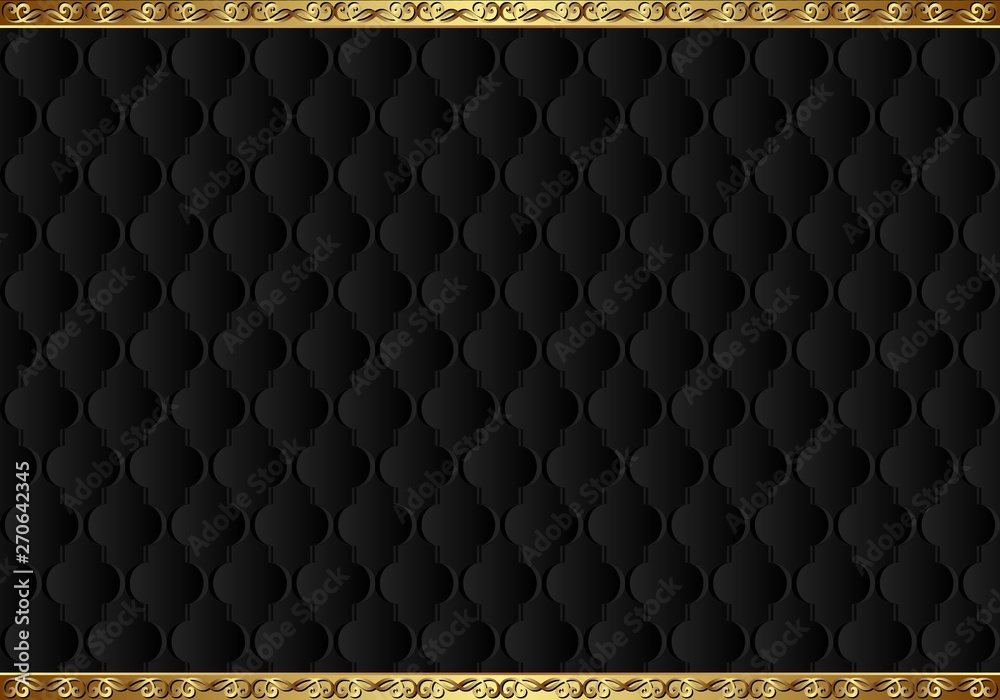 black background with vintage pattern and golden border Stock Vector ...