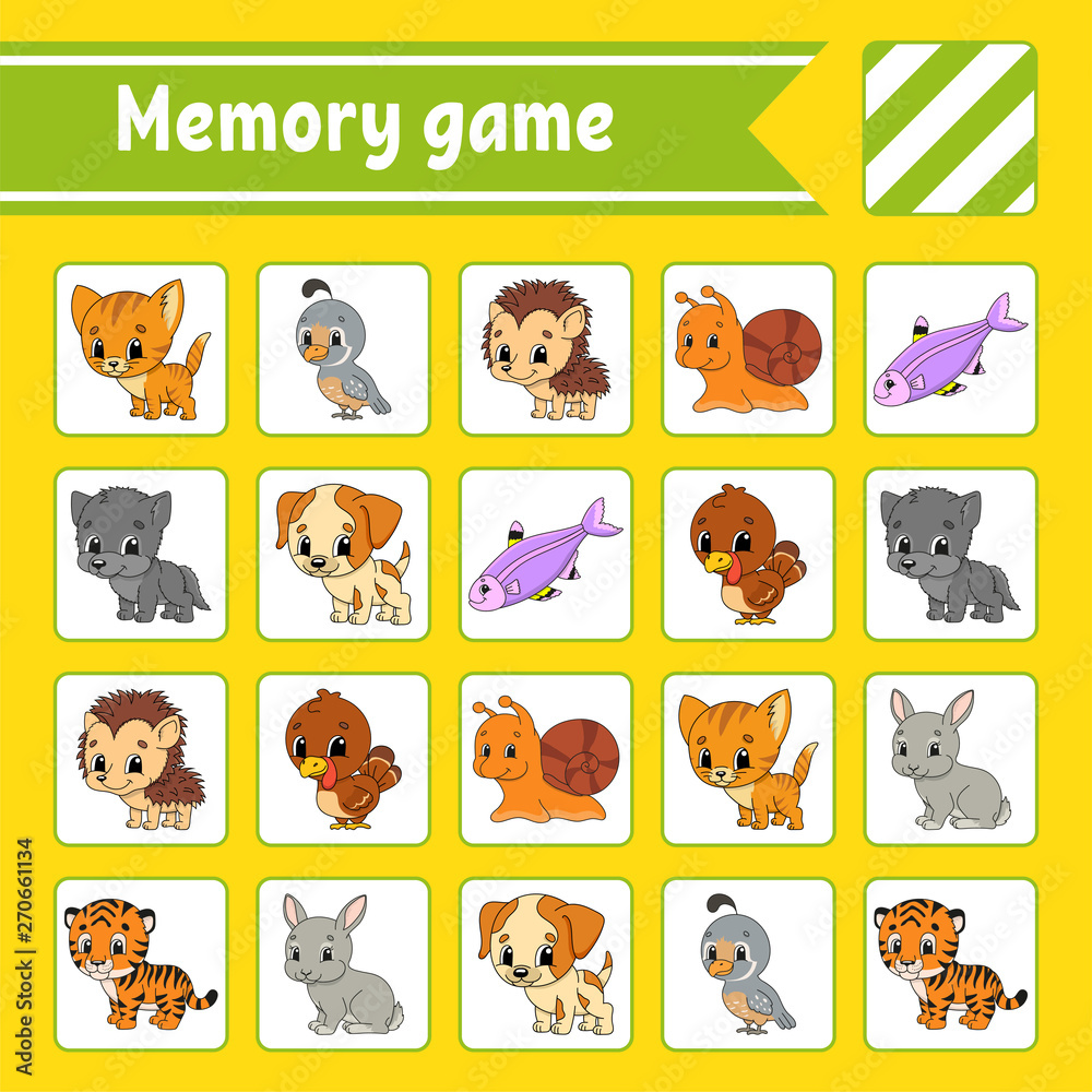 Memory game for kids. Education developing worksheet. Activity page ...