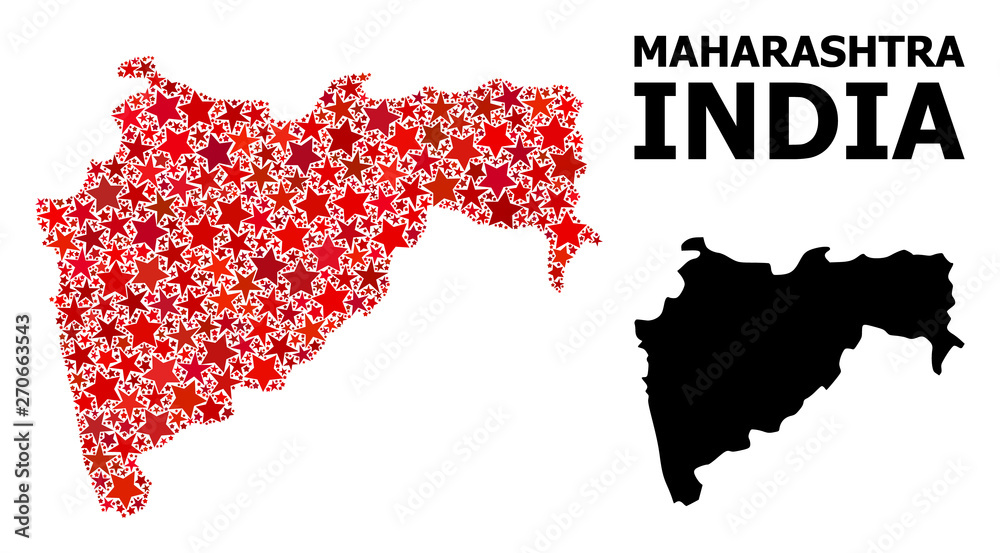 Red Star Mosaic Map of Maharashtra State Stock Vector | Adobe Stock