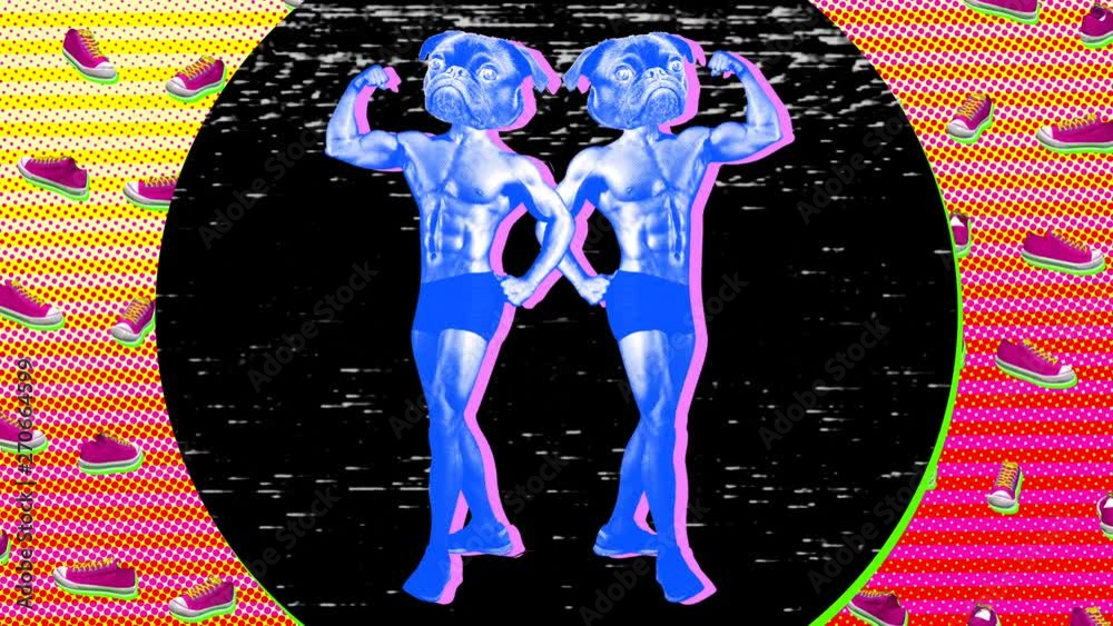 Seamless young animation of cartoon style images with duotono colors ...