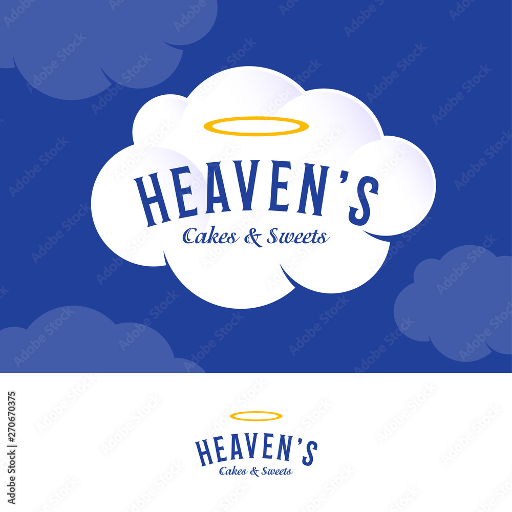 Heaven’s Logo. Bakery and pastry logo on white cream cloud. Letters and ...