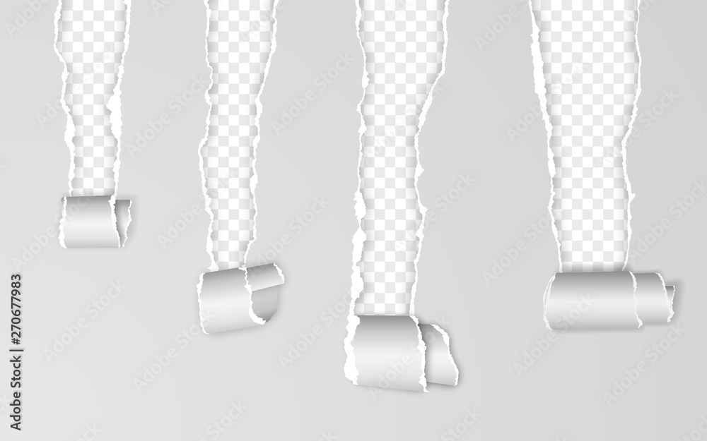 Realistic torn and twisted paper strip. Torn paper edge. Vector ...