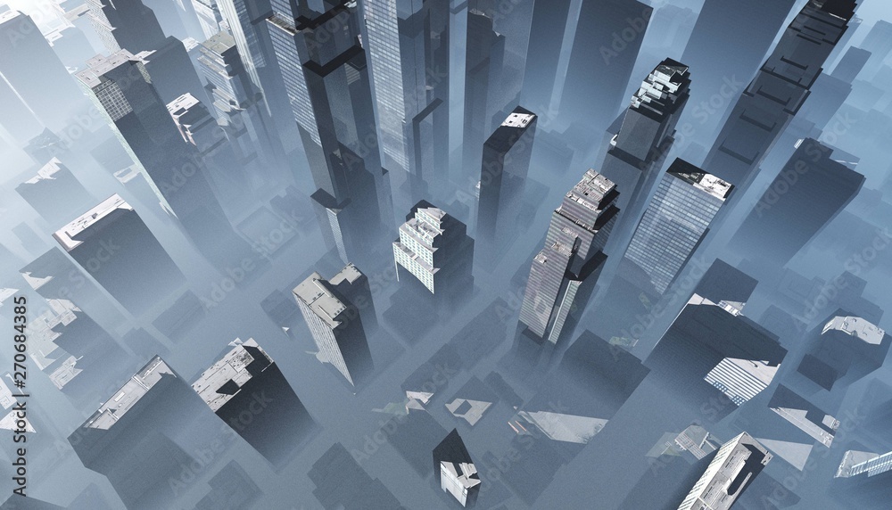 Top view of the city, skyscrapers from above, modern city top view, 3d ...