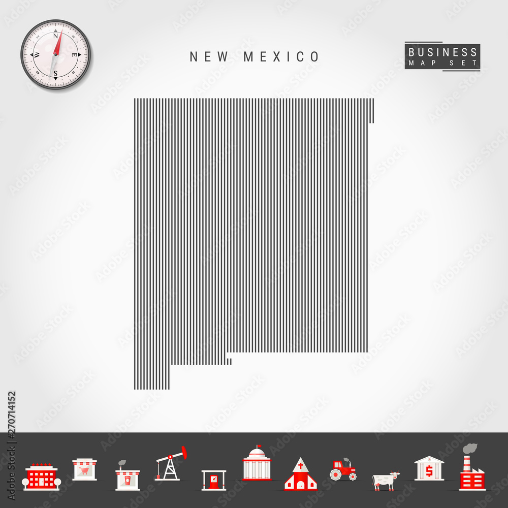 Vector Vertical Lines Pattern Map of New Mexico. Striped Simple ...