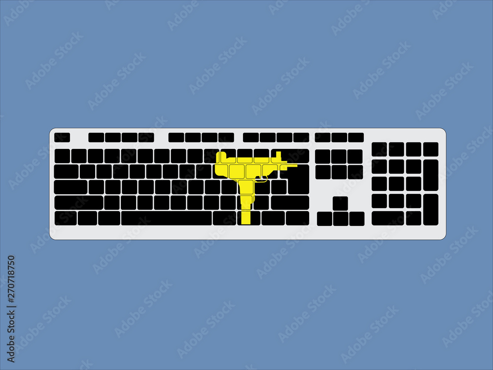 Keyboard and Sub Machine Gun,cyber bully concept Stock Vector | Adobe Stock