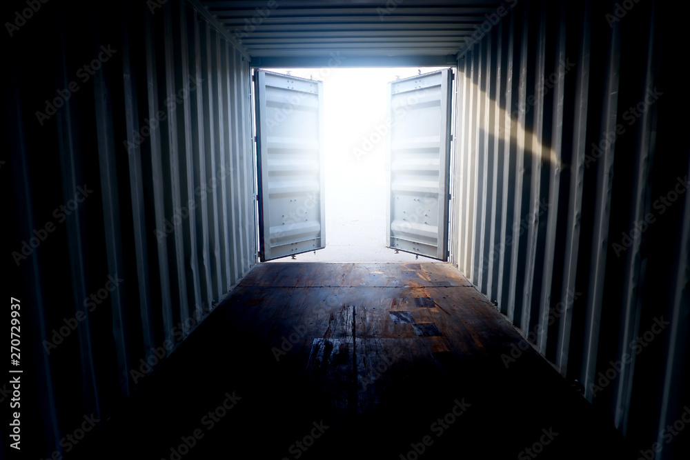 Inside the container With open doors Stock Photo | Adobe Stock