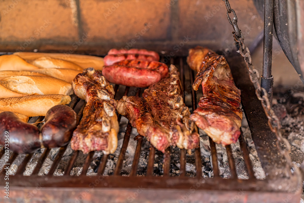 "Parrillada" Argentine barbecue make on live coal (no flame), beef ...