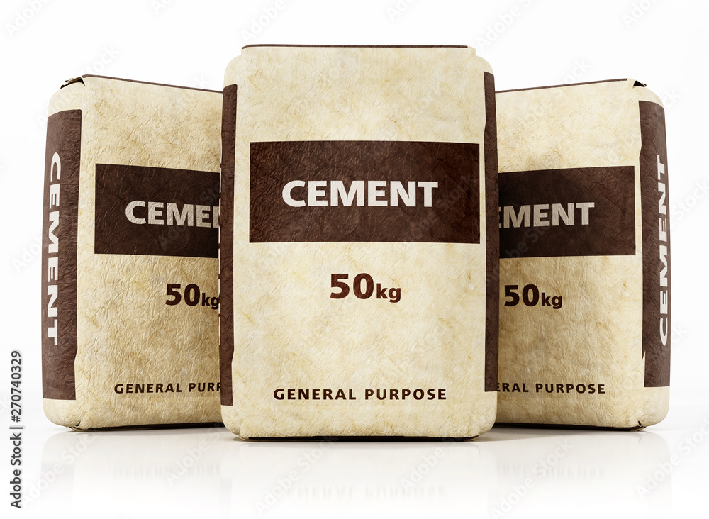 Cement bags with generic package design isolated on white background ...