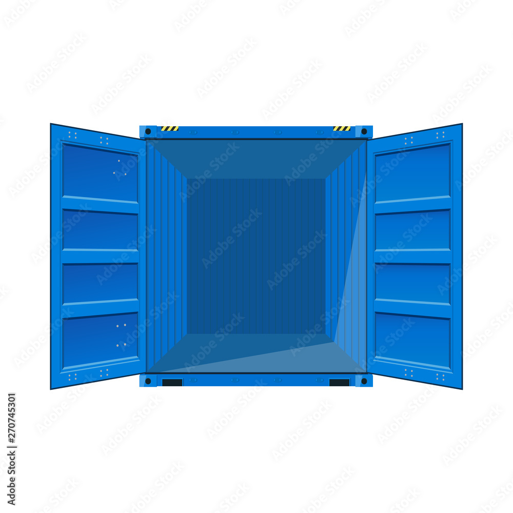Metallic shipping container blue. Cargo shipping container for the ...