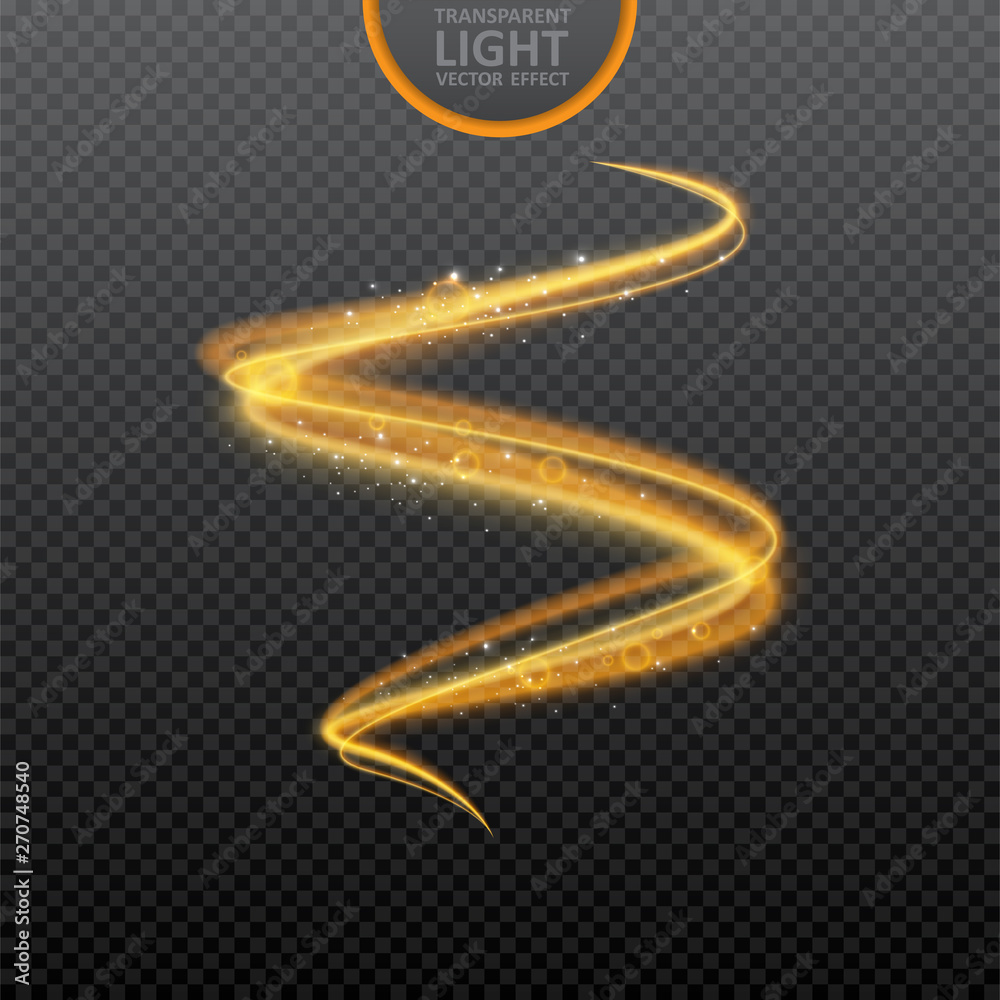 Golden light effect on transparent background with realistic sparkles ...