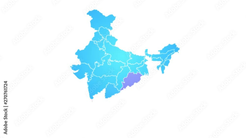 India Country Map Showing Up Intro By Regions/ 4k animated india map ...