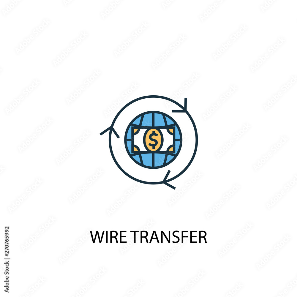 wire transfer concept 2 colored line icon. Simple yellow and blue ...