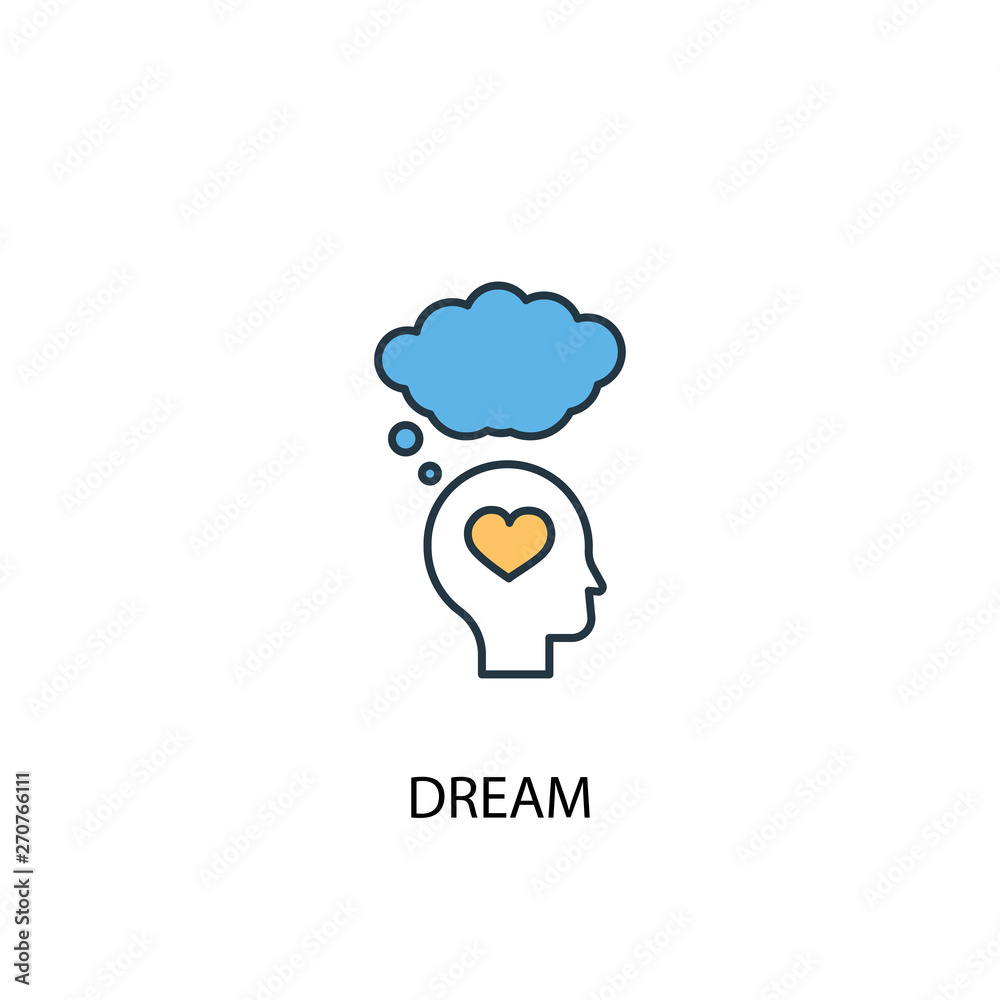 dream concept 2 colored line icon. Simple yellow and blue element ...