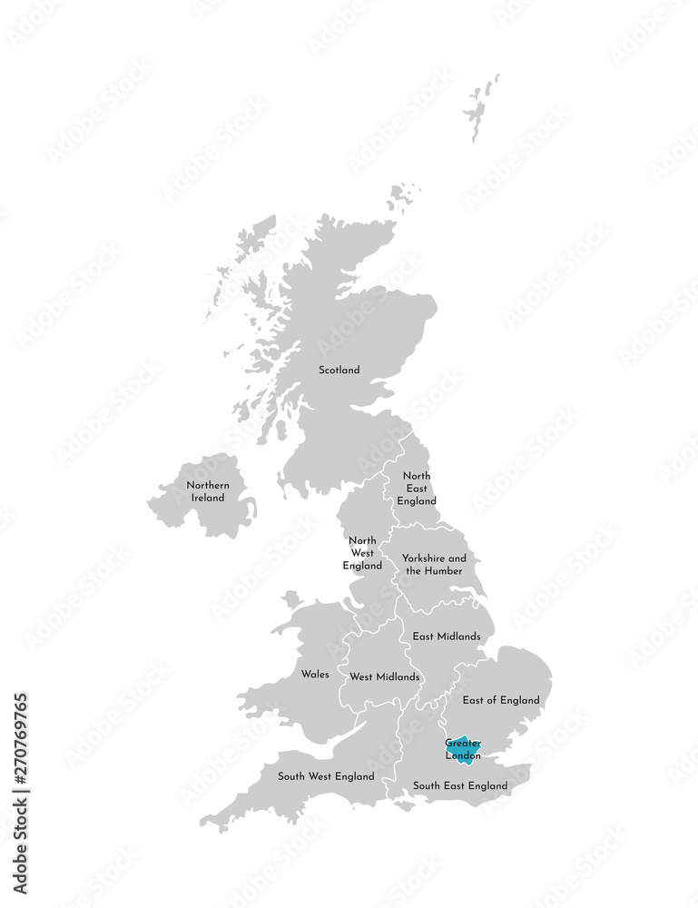 Vector isolated illustration of simplified administrative map of the ...