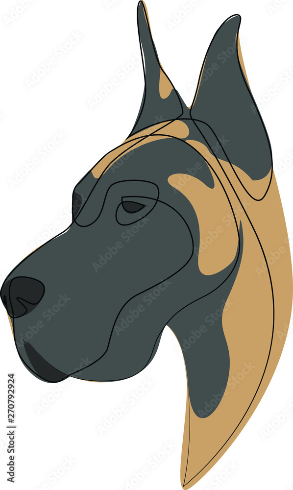 Continuous line Great Dane. Single line minimal style dog vector ...