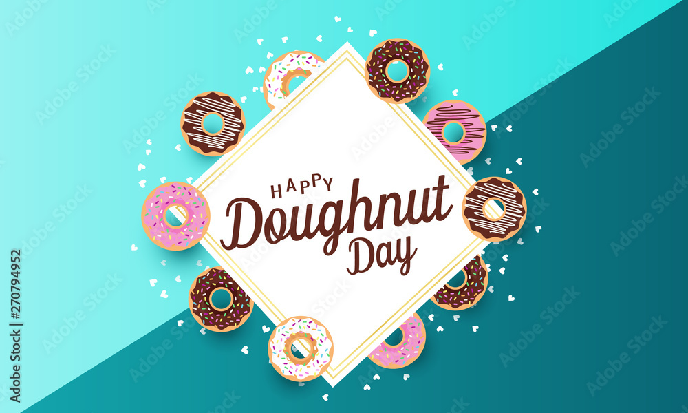Doughnut day card or background. vector illustration. Stock Vector ...