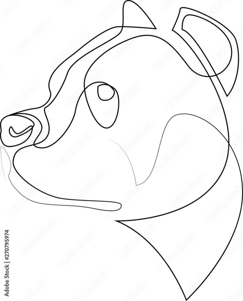 Continuous line Pit Bull. Single line minimal style Pitbull dog vector ...