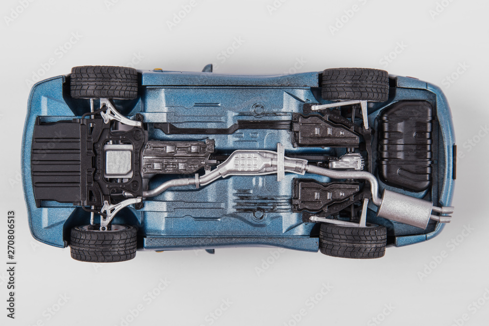 inverted car on a white background. bottom view of car Stock Photo ...