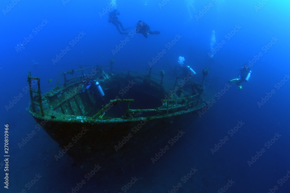 Boga shipwreck. The artificial reef. Underwater treasure. Diving ...