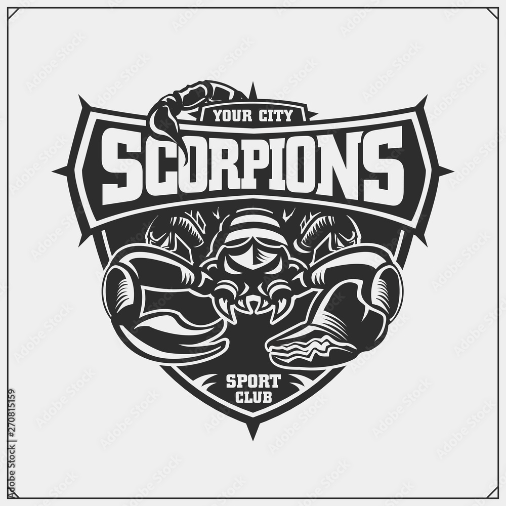 Scorpions emblem. Print design for t-shirt. Tattoo design. Sport club ...