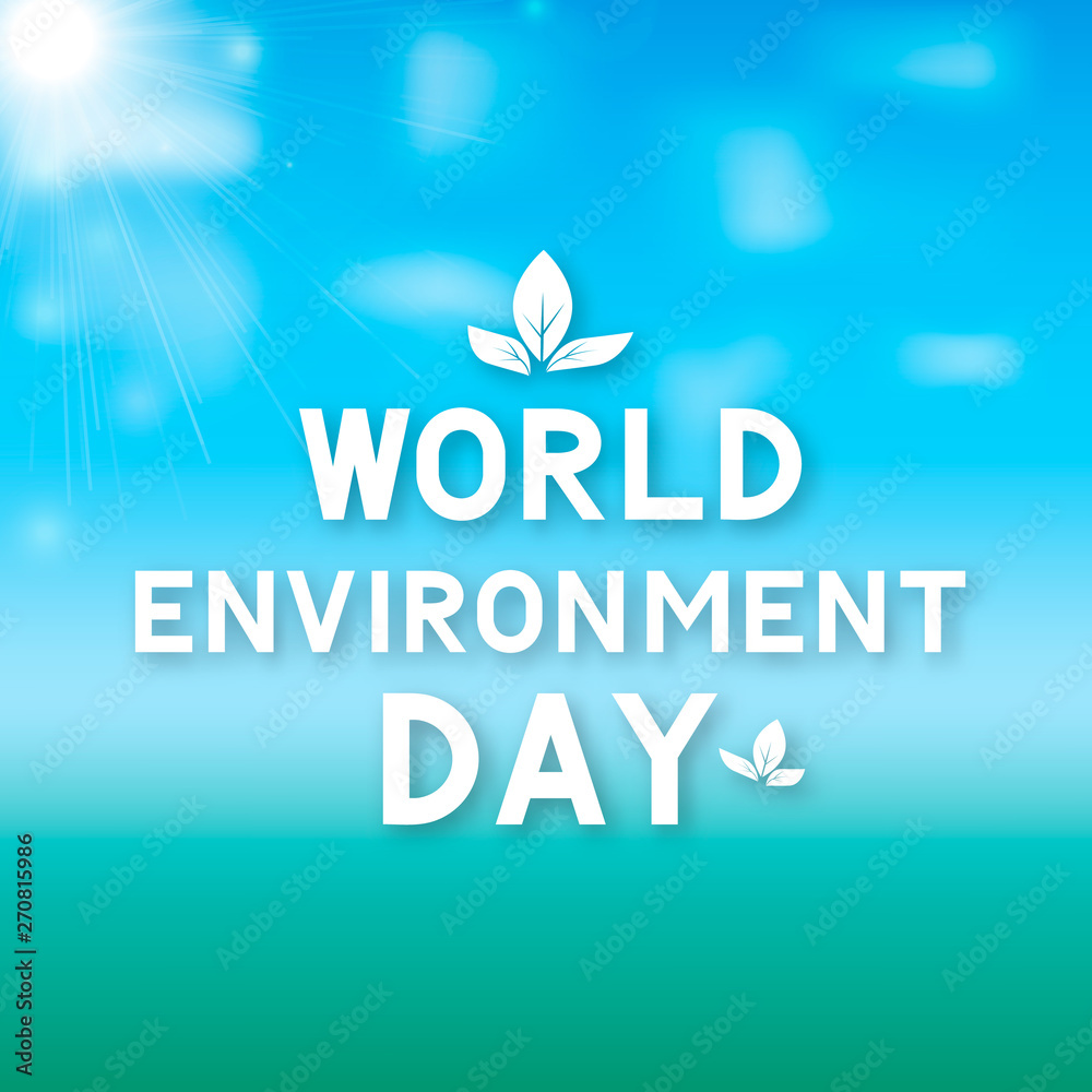 World Environment Day lettering with leaves on green blue gradient ...