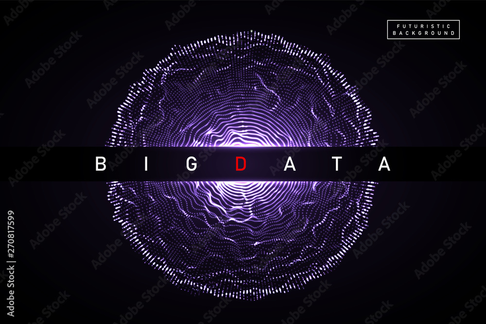 Big Data. Abstract vector digital sphere explosion background. 3D ...