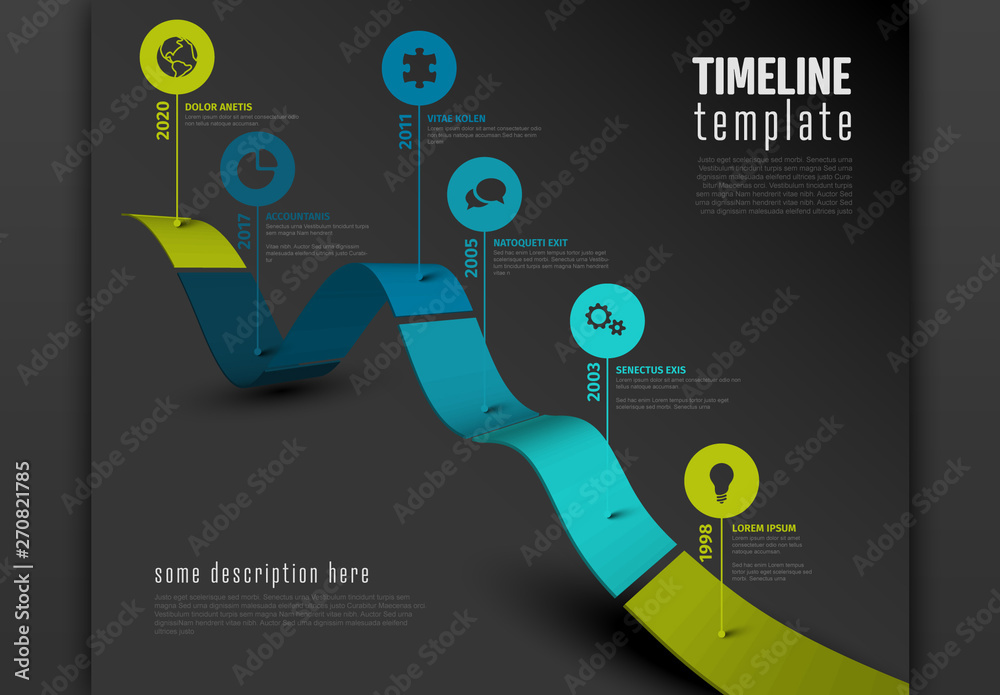 3D Timeline Path on Dark Layout สต็อกเทมเพลต | Adobe Stock