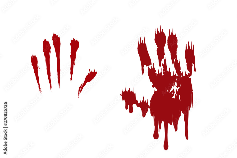 Bloody hand print set isolated white background. Horror scary blood ...