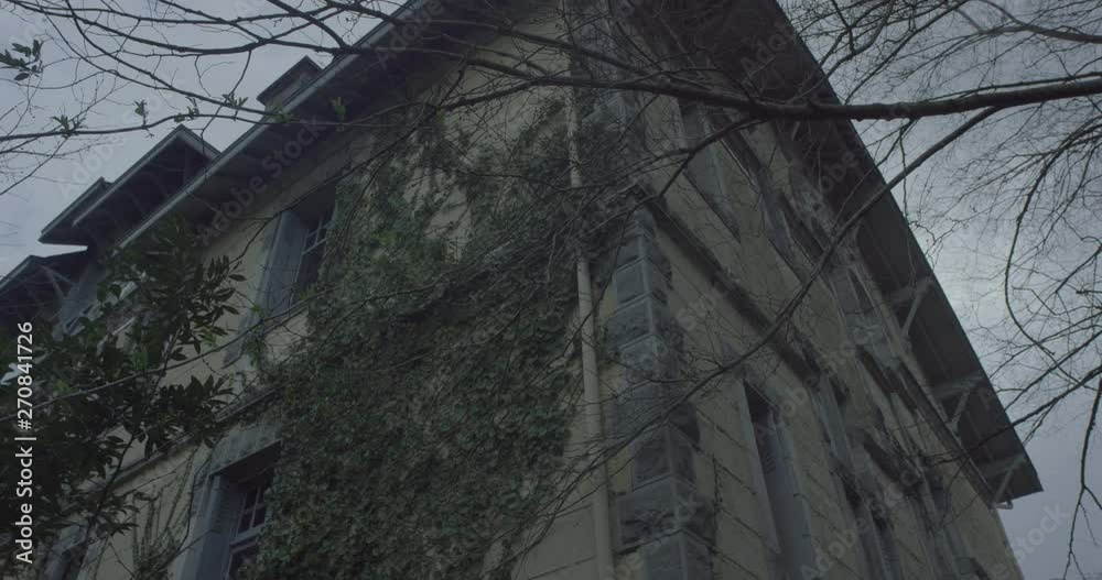 Video Stock Haunted house with Tree branches moving in the wind at ...