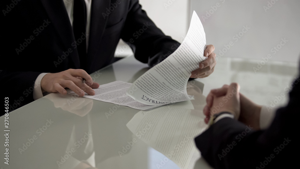 Specialist signing employment contract, job application, promotion ...