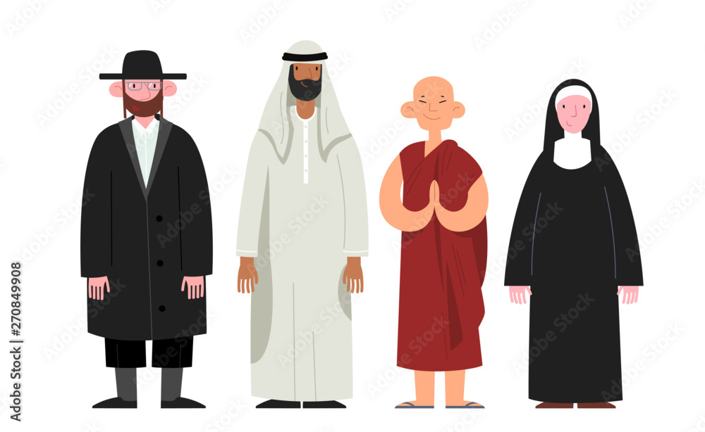 People of various religious denominations. Smiling characters in ...