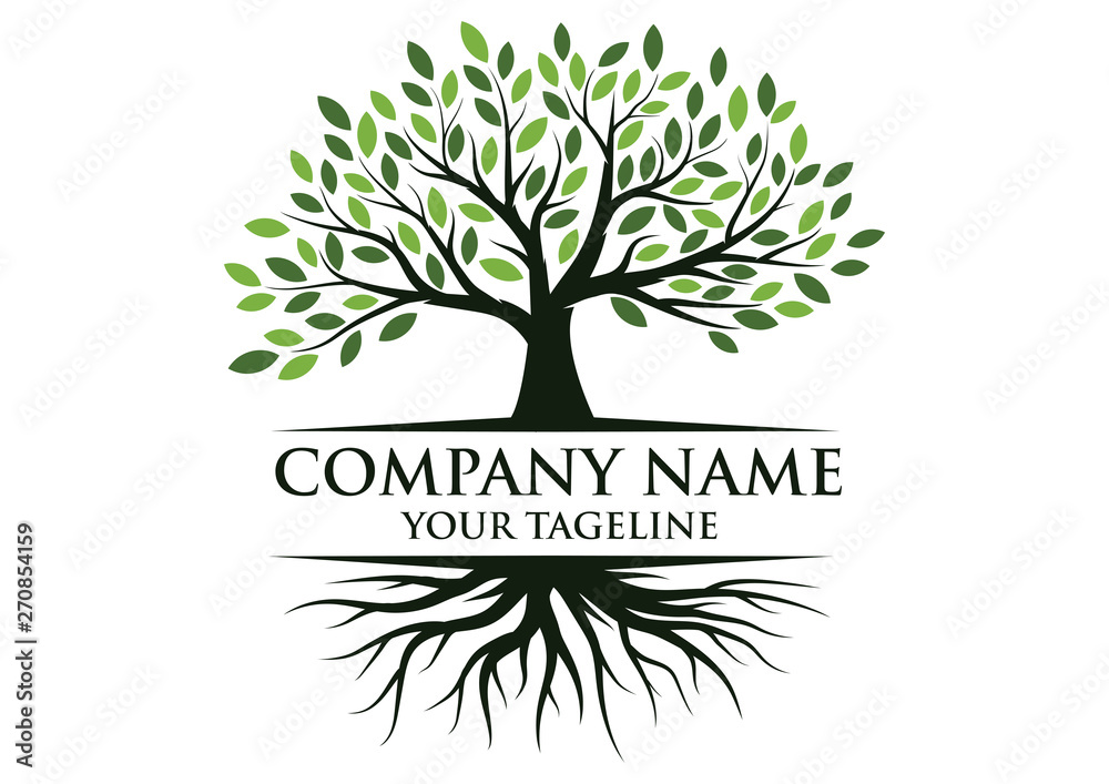Abstract tree logo design with roots - Tree of life logo design ...