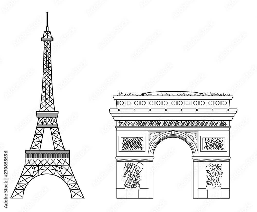Sights Of Paris.Vector image.Schematic representation. Stock ...