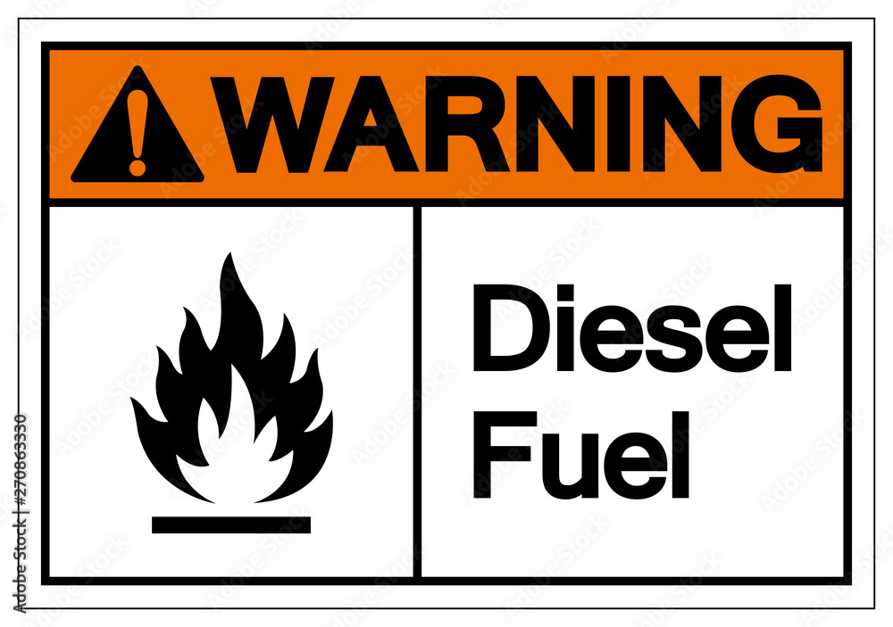 Warning Diesel Fuel Symbol Sign, Vector Illustration, Isolate On White ...