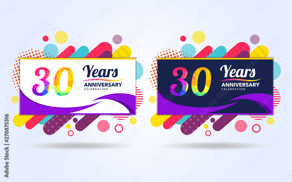 30 years pop anniversary modern design elements, colorful edition ...