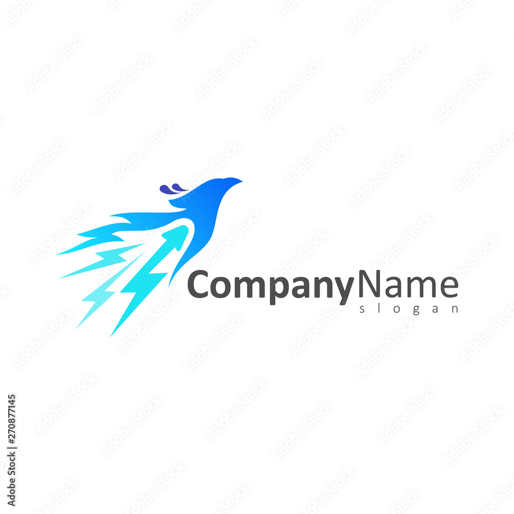 bird logo and lightning circle with a simple look, the logo is ready ...