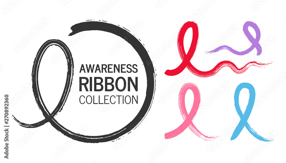 Hand drawn awareness ribbons set. Stock Vector | Adobe Stock