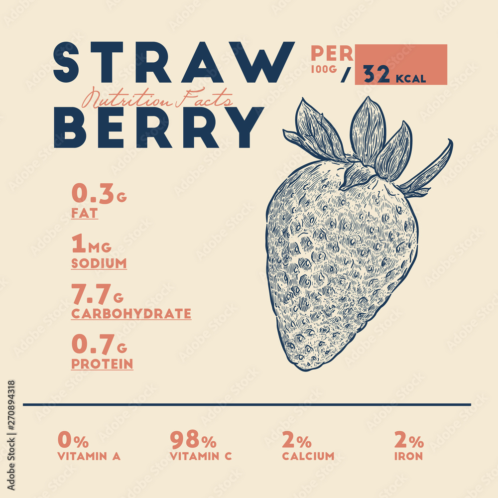 Vector of Nutrition facts strawberries Stock Vector | Adobe Stock