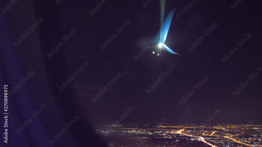 takeoff airplane aircraft flight concept. the plane taking off at night ...