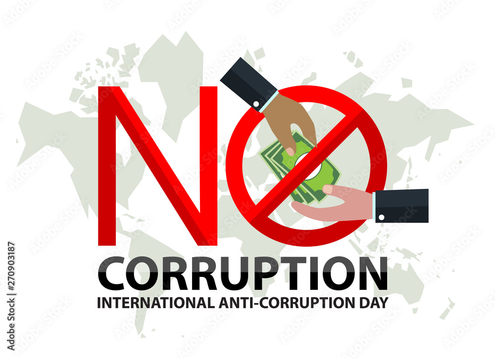 no corruption sign day with hand of businessman sent dollar under stop ...