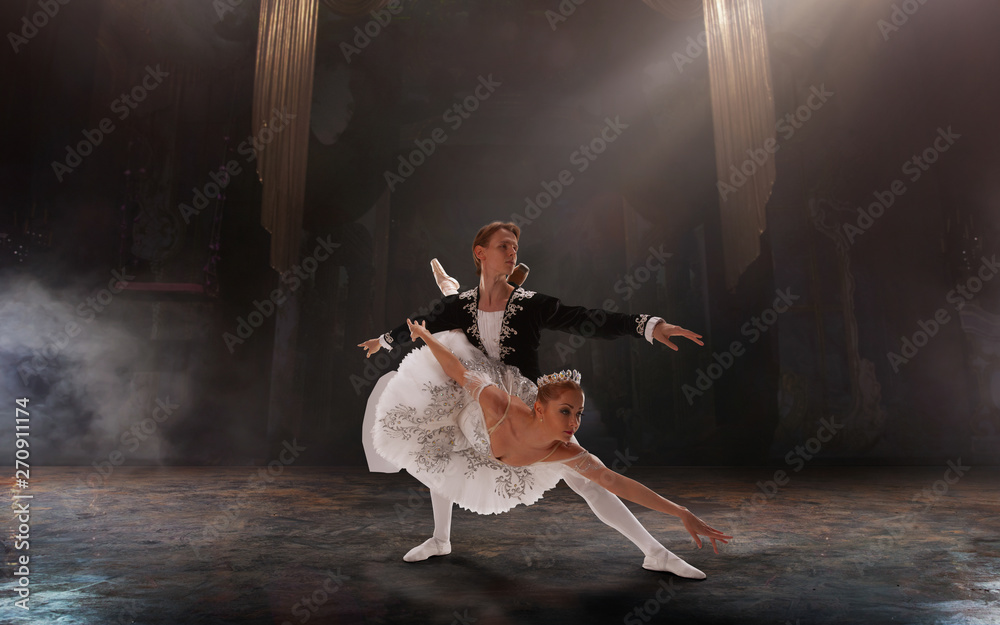 Ballet. Classical ballet performed by a couple of ballet dancers on the ...