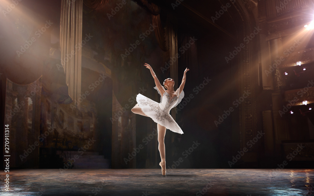 Ballet. Classical ballet performed by a couple of ballet dancers on the ...