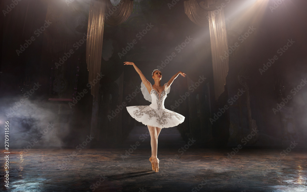 Ballet. Classical ballet performed by a couple of ballet dancers on the ...