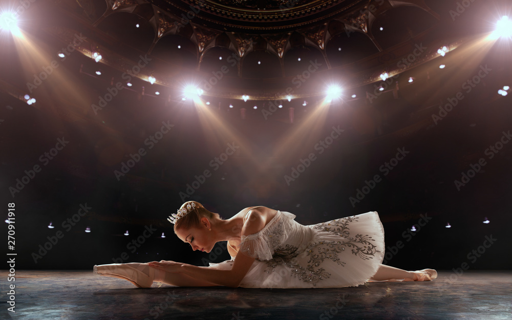 Ballet. Classical ballet performed by a couple of ballet dancers on the ...