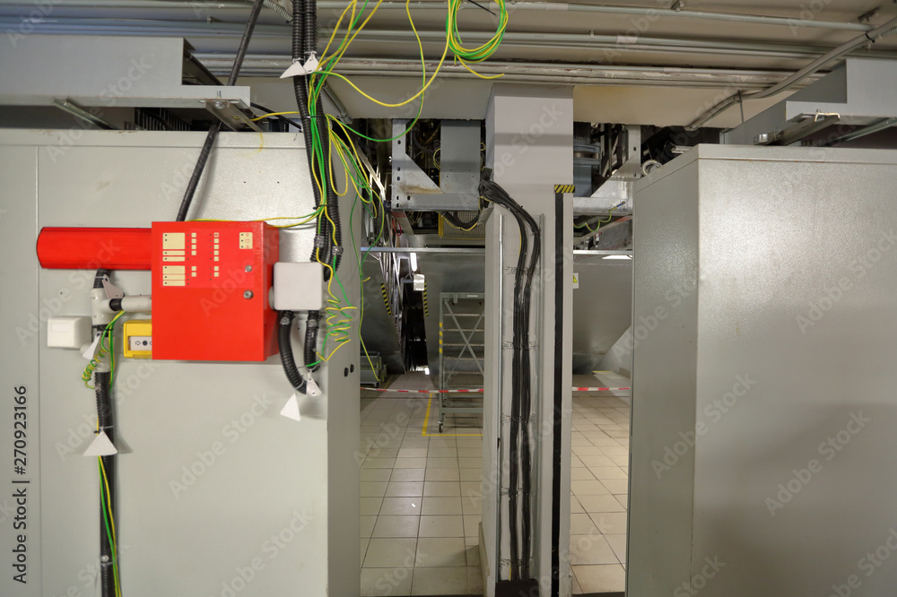 Room of maintenance and control of escalators in the subway Stock Photo ...