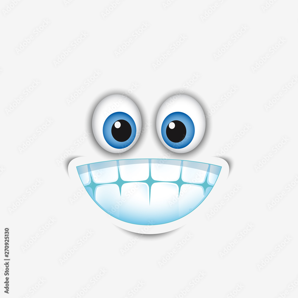 Cute smiling, grinning face emoticon showing teeth, emoji Stock Vector ...