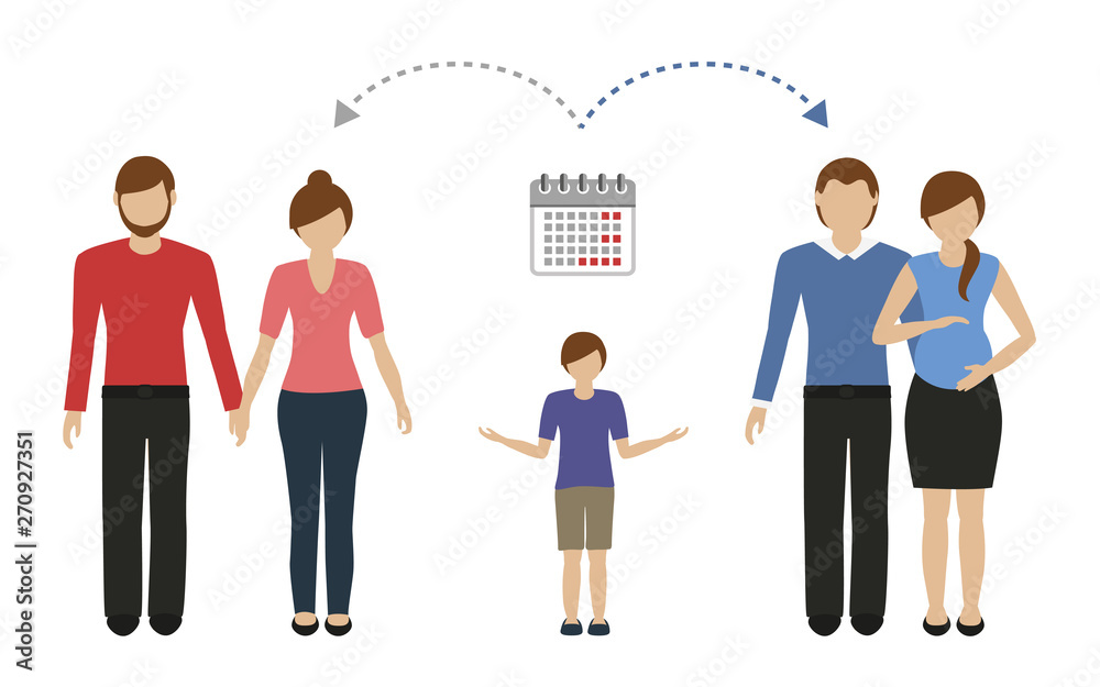patchwork family time management concept vector illustartion EPS10 ...