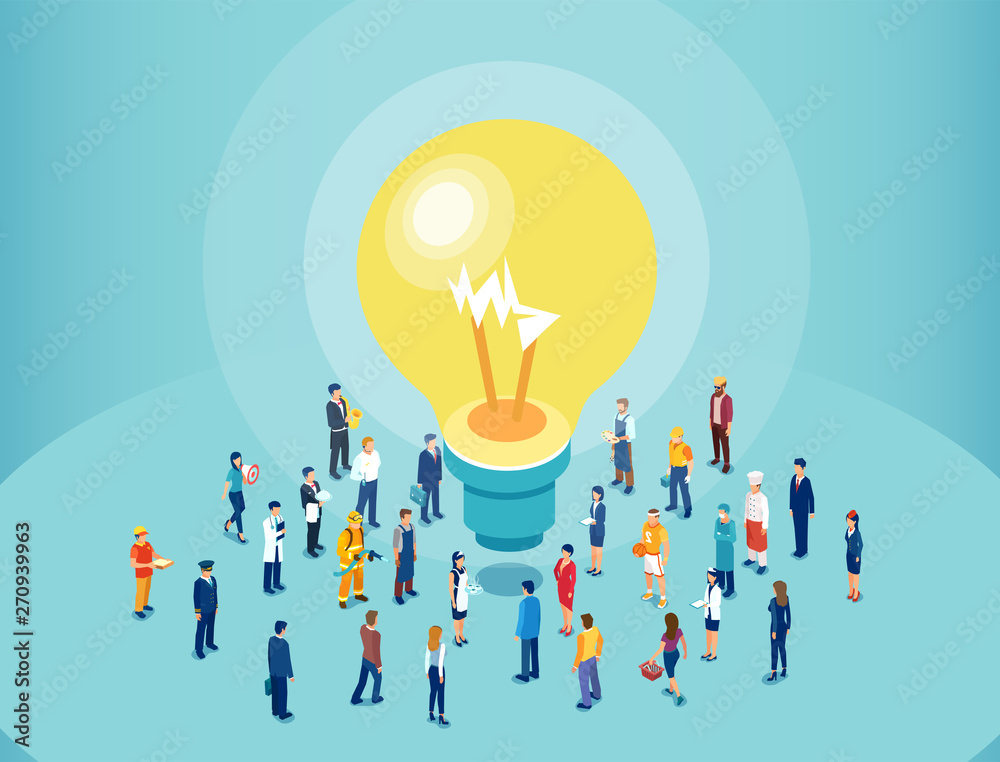 Vector of diverse people brainstorming big idea Stock Vector | Adobe Stock
